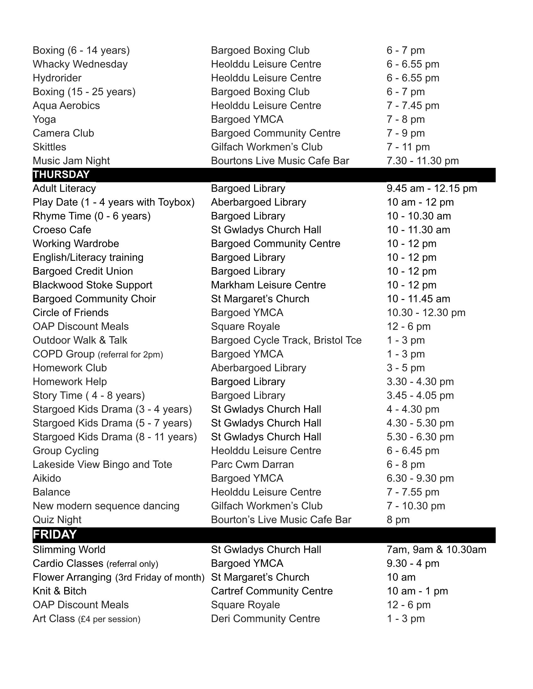 Cwtsh activities - Bargoed Town Council Bargoed Town Council